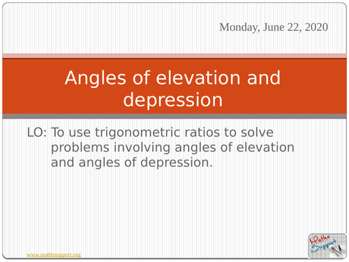 Applications of right-angled trigonometry: Angles of elevation and ...