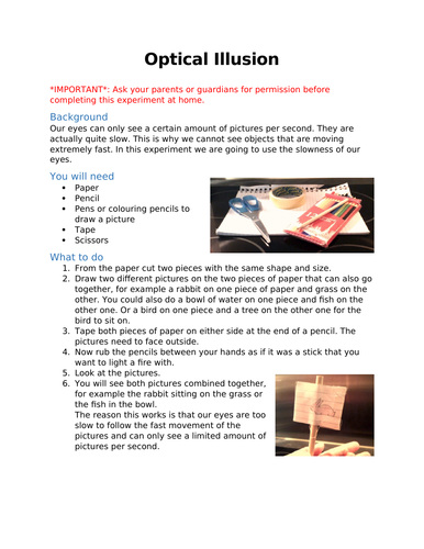 Optical Illusion Experiment | Teaching Resources
