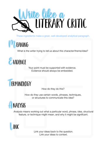 How to write like a literary critic (Poster) | Teaching Resources