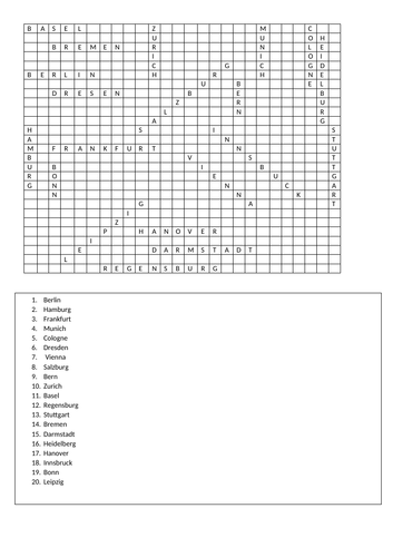 Y8 German word searches numerous topics | Teaching Resources