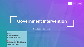 Government Intervention: AS Level Economics | Teaching Resources