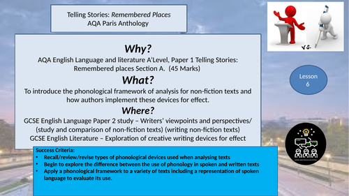 Aqa Langlit Alevel Intro To Paris Anthology Teaching Resources