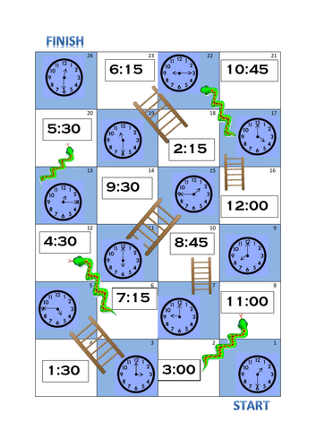 Time Snakes and Ladders Game | Teaching Resources