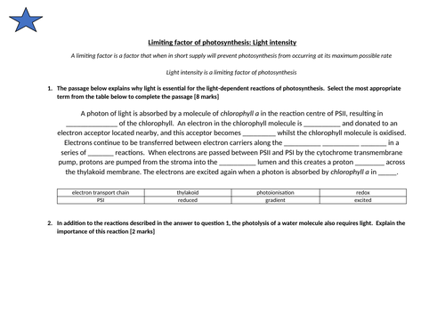 Limiting factors of photosynthesis (AQA A-level Biology) | Teaching ...
