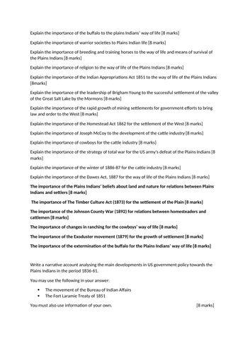 American West SOW Lessons 21-35 | Teaching Resources