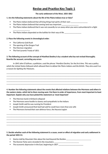 American West SOW Lessons 21-35 | Teaching Resources