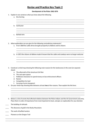 American West SOW Lessons 21-35 | Teaching Resources