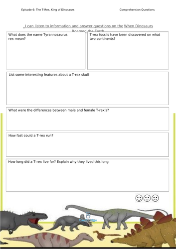 Tyrannosaurus Rex | Distance Learning | Audio & Comprehension ...