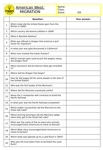 American West Thematic Lessons: Migration | Teaching Resources