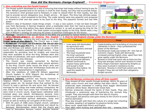 GCSE Anglo-Saxon and Norman England Knowledge Organisers | Teaching ...