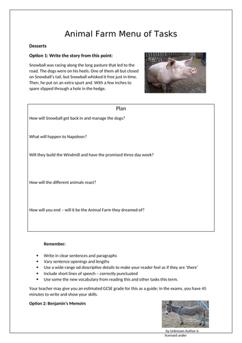 Animal Farm follow up tasks - at Home | Teaching Resources