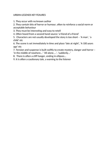 Urban Legends scheme of work | Teaching Resources