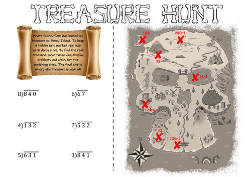 Pirate Treasure Long Division | Teaching Resources