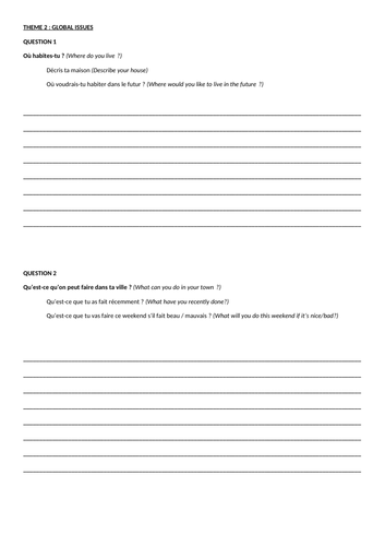 AQA GCSE French Foundation Oral Questions | Teaching Resources