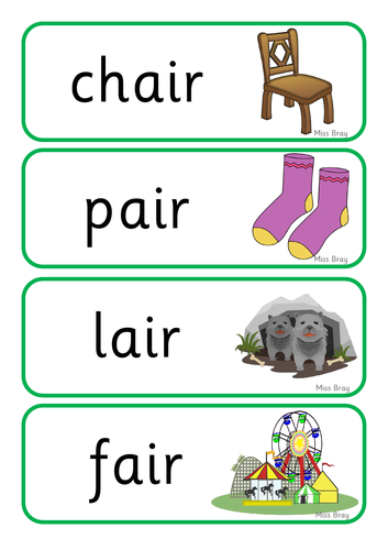 'air' word cards - Phase 3 Phonics | Teaching Resources