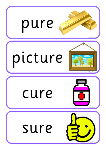 'ure' word cards - Phase 3 Phonics | Teaching Resources