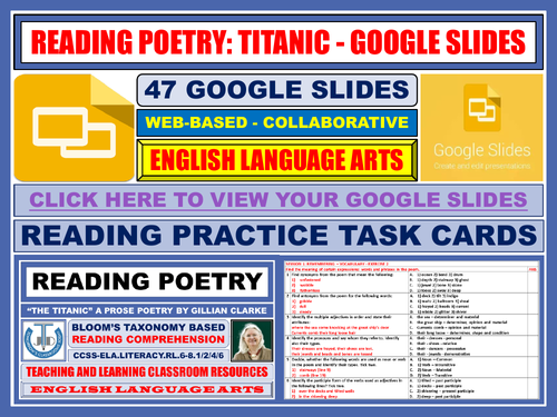 READING POETRY: TITANIC - GOOGLE SLIDES - BASED ON BLOOM'S TAXONOMY ...