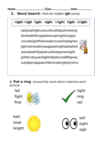 igh trigraph worksheet Mrs Pryce's Funny Phonics | Teaching Resources