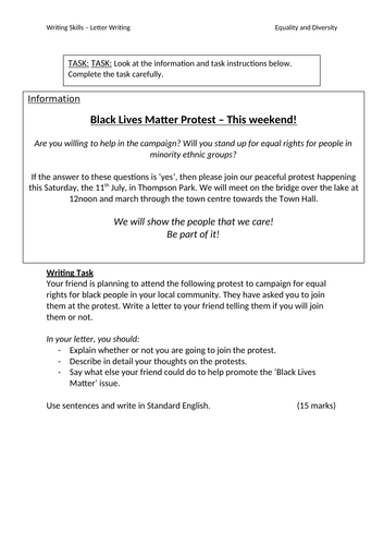 Black Lives Matters Reading and Writing Activities | Teaching Resources