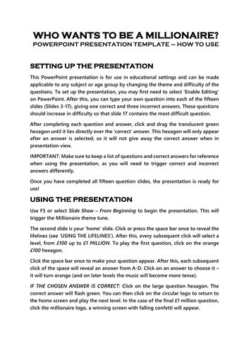 Who Wants to be a Millionaire? Interactive PowerPoint Template ...
