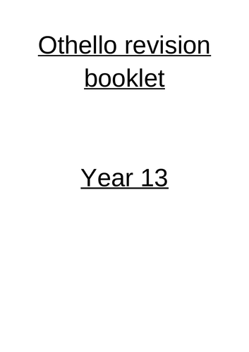 A Level Literature Othello resources | Teaching Resources