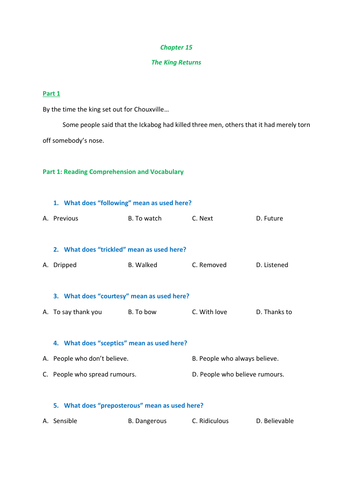 The Ickabog by J. K. Rowling - Chapters 9-17 - Reading comprehension ...