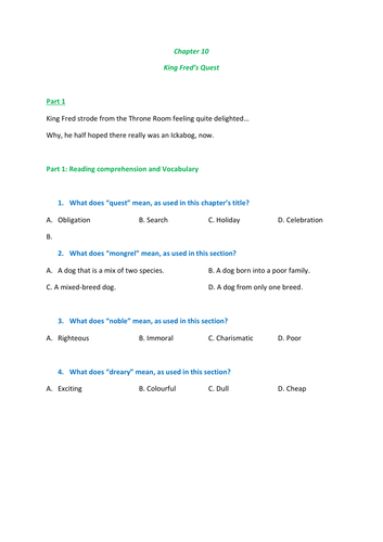 The Ickabog by J. K. Rowling - Chapters 9-17 - Reading comprehension ...