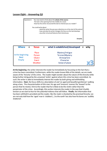 AQA Language Paper 1 Section A - Complete Scheme | Teaching Resources