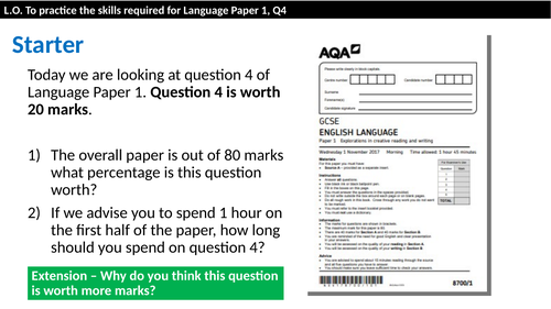 AQA Language Paper 1 Section A - Complete Scheme | Teaching Resources