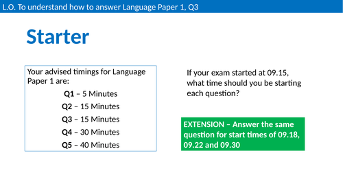 AQA Language Paper 1 Section A - Complete Scheme | Teaching Resources