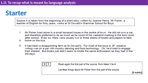 AQA Language Paper 1 Section A - Complete Scheme | Teaching Resources