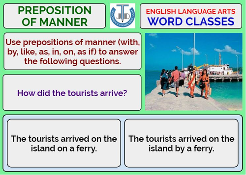 PREPOSITIONS OF MANNER: 40 BOOM CARDS | Teaching Resources