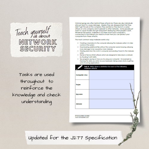 Network Security OCR GCSE Computer Science Workbook (J277) | Teaching ...