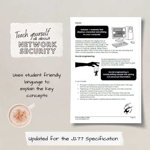 Network Security OCR GCSE Computer Science Workbook (J277) | Teaching ...