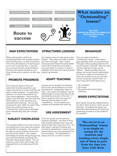 What makes an "Outstanding" lesson handout | Teaching Resources