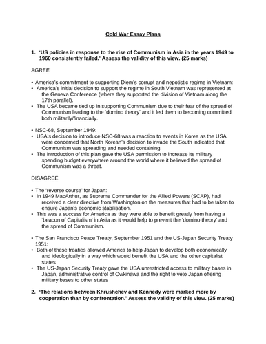 Three Cold War History Essay Plans A Level | Teaching Resources