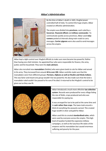 Mughal Empire 1526-1707. 12 Lessons with retrieval and assessment built ...