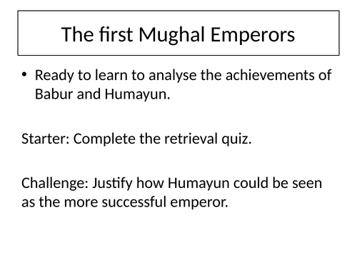 Mughal Empire 1526-1707. 12 Lessons with retrieval and assessment built ...