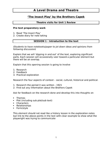'The Insect Play' by The Capek Brothers - A Level Drama scheme of work ...