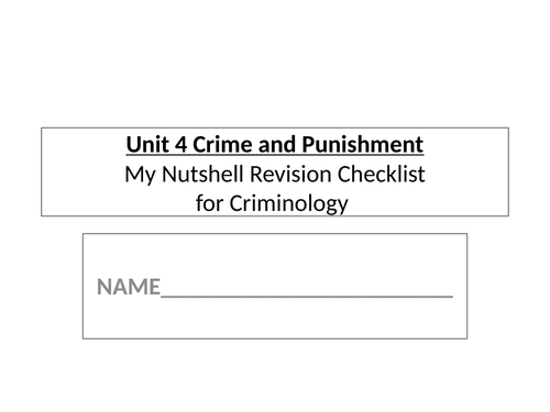 Criminology (NEW SPEC)Unit 4- Crime and Punishment -END OF UNIT ...