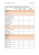 Revision Checklist A Level English Language | Teaching Resources