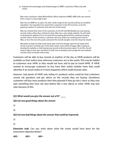 IGCSE Business Marketing Mix Place Topic Resources | Teaching Resources