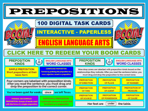PREPOSITIONS: 100 BOOM CARDS | Teaching Resources
