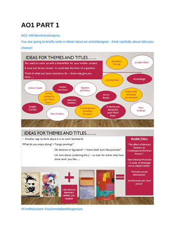 Art & Design Learning Gap Closing tasks for AO1 AO2 AO3 AO4 A'level + GCSE | Teaching Resources