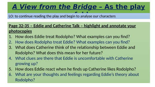 A View from the Bridge - full SoW | Teaching Resources