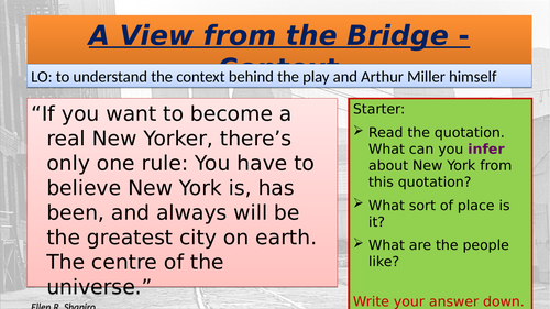 A View from the Bridge - full SoW | Teaching Resources