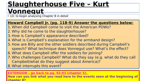 Slaughterhouse Five - FULL SoW and revision resources | Teaching Resources