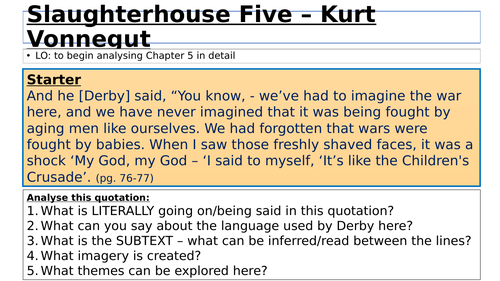 Slaughterhouse Five - FULL SoW and revision resources | Teaching Resources