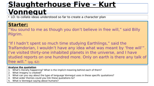 Slaughterhouse Five - FULL SoW and revision resources | Teaching Resources