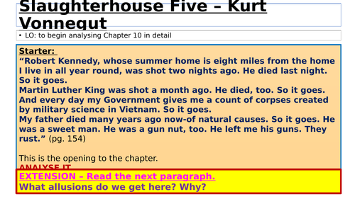 Slaughterhouse Five - FULL SoW and revision resources | Teaching Resources